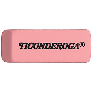 TICONDEROGA Pink Carnation Erasers, Wedge, Medium, Pink, 3 Count (Pack of 1) (X38943)