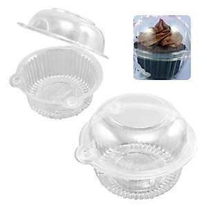 Skydume 100 PCS Plastic Single Individual Cupcake Muffin Dome Holders Cases Boxes Cups Pods