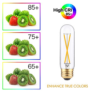 Dimmable 2W Tubular LED Bulbs, 2700K Warm White, Edison Style Filament Light Bulb, Vintage T10 Lamp Bulb 25 Watt Equivalent, E26 Medium Base 200LM,Clear Glass Cover,3Pack