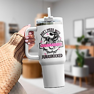 VAATOO Tumbler 40 Oz With Handle Lid And Straw, Grandmasaurus Nutrition Facts, Grandmasaurus Gifts, Nana Grandma Cups Coffee Handle Sippy Tumblers Granny Great Water Cup Grandmas