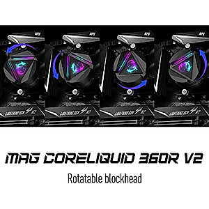 MSI MAG CoreLiquid 360R V2 - AIO ARGB CPU Liquid Cooler - Rotating Cap Design - LGA 1700 Ready - 360mm Radiator - Triple 120mm RGB PWM Fans