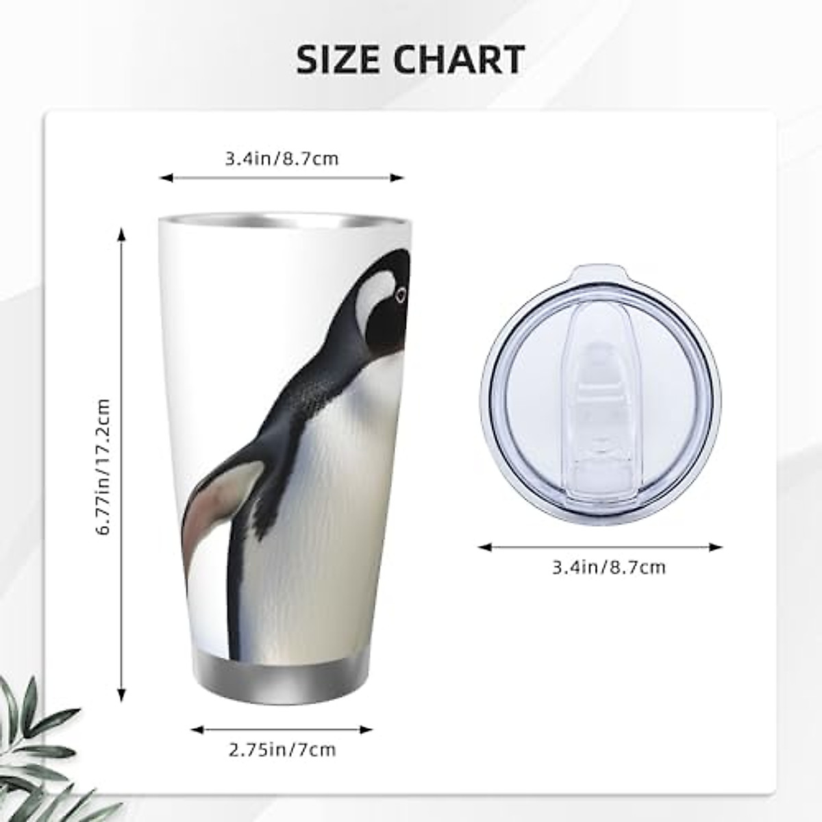 Penguin Tumbler with Lid and Straw 20oz Stainless Steel Car Cup for Hot and Cold Drinks, Double Wall Insulated Travel Coffee Mug Reusable Drink Thermos Cup Birthday Gifts