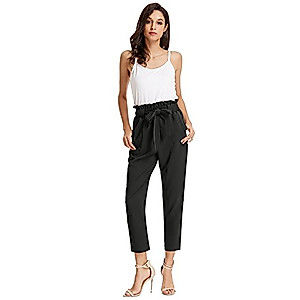 GRACE KARIN Women's Slim Straight Leg Teens Pants with Pockets M Black