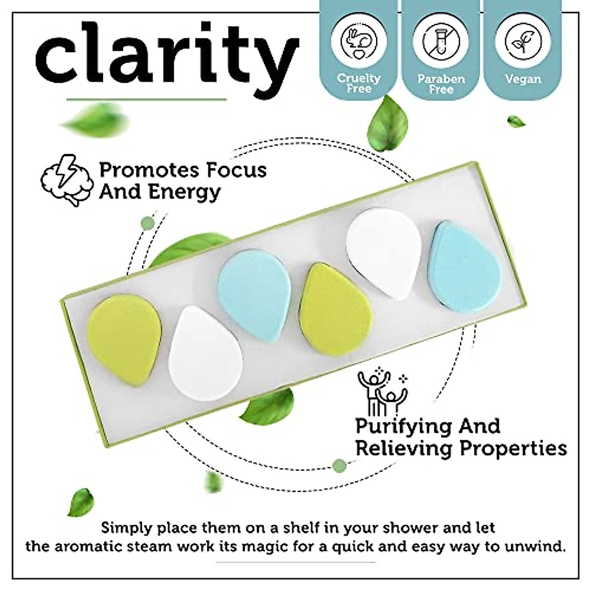 Bundle of 6 Clarifying Scented Shower Steamers with Holder - Aromatherapy Bombs - Easter Gift Set - Selfcare for Women, Mom, Girlfriend, Best Friend Who Has Everything