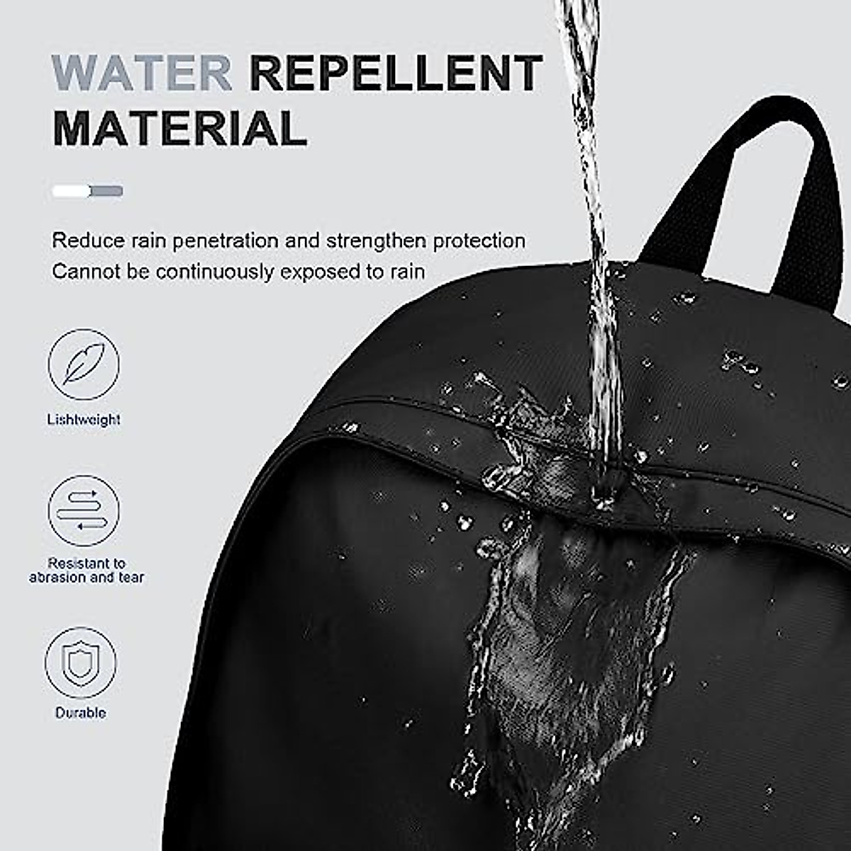 WEPOET Classic Basic Black Backpack For Women,Waterproof High School Bookbag,Lightweight Casual Travel Daypack,College Backpack Men,Middle School Bag For Girls Boys