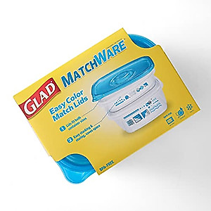 Gladware Matchware Food Storage Containers, 4 Count Rectangular Containers & Lids | BPA Free Easy Match Food Storage | Lids Fit 2-4 Cup Size Containers | Microwave-Safe, Freezer-Safe, Dishwasher-Safe