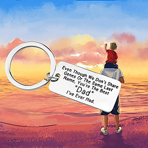 BEKECH Stepdad Gifts Step Dad Keychain from Stepdaughter Stepson Step Father Key Chain Idea Dad Birthday Gift Father-in-Law Gifts