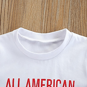 FYBITBO Baby Boy 4th of July Outfits Short Sleeve Tee Shirt and Casual Shorts 2Pcs Fourth of July Summer Outfit (Stars and Striped Print, 6-12 Months)