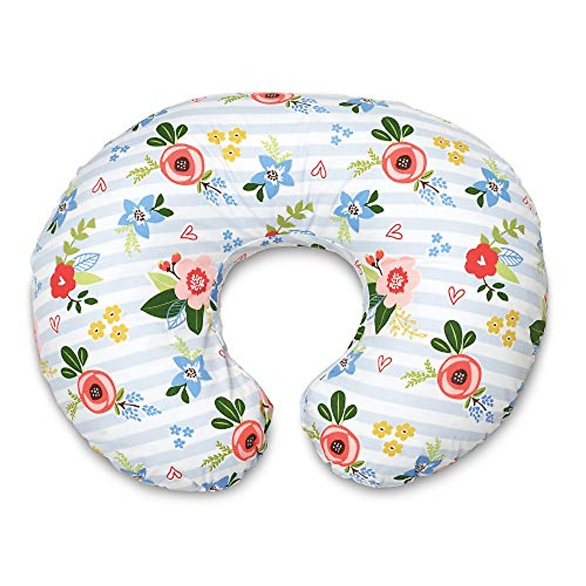Boppy Nursing Pillow Original Support, Blue Pink Posy, Ergonomic Nursing Essentials for Bottle and Breastfeeding, Firm Hypoallergenic Fiber Fill, with Removable Nursing Pillow Cover, Machine Washable