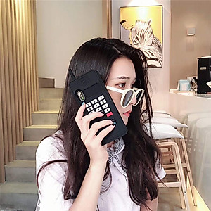 UnnFiko 3D Silicone Case Compatible with iPhone 14 Pro Max, Retro Classic Creative Soft Rubber Bumper Cover Cool Fun Thick Protective Stand Case (Retro Cellphone Black, iPhone 14 Pro Max)