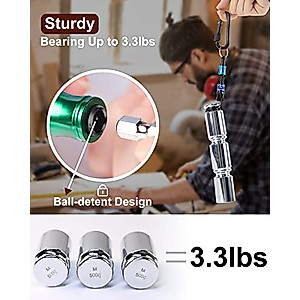 Upgrade, Push to Unlock,katerk 6pcs 1/4 inch Hex Shank Aluminum Alloy Screwdriver Bits Holder Light-weight Quick-change Extension Bar Keychain Drill Screw Adapter Change Portable, With Black Carabiner