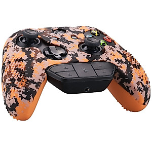 9CDeer 1 Piece of Studded Customize Digital Camo Silicone Cover Skin Sleeve Case 8 Thumb Grips for Xbox One/S/X Controller Orange Compatible with Official Stereo Headset Adapte