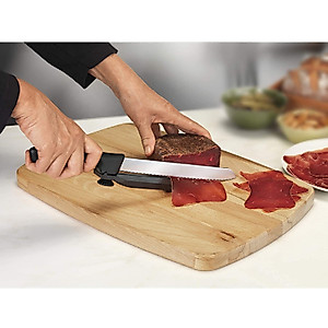 Victorinox Swiss Classic Dux Knife - Kitchen Knife with Adjustable Guide - Cooking Knife for Cutting Meat, Bread & More - Black Handle, 8.25"