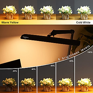bemelux LED Architect Desk Lamp with Clamp, Metal Swing Arm 2000 Lumens Dimming Office Table Lamp for Task Work Drafting Reading Desktop, 234PCS Bright LEDs, 24W, 5 Color Temperatures Workbench Lamp