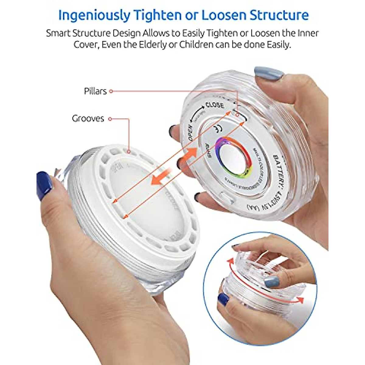 Pool Lights, 2022 New Double Layer Full Waterproof Submersible LED Lights with Magnet/Timing, 3.75" RGB Color Changing Underwater Lights for Above Ground Pools/Inground Pools, Ponds, Hot Tub, Party