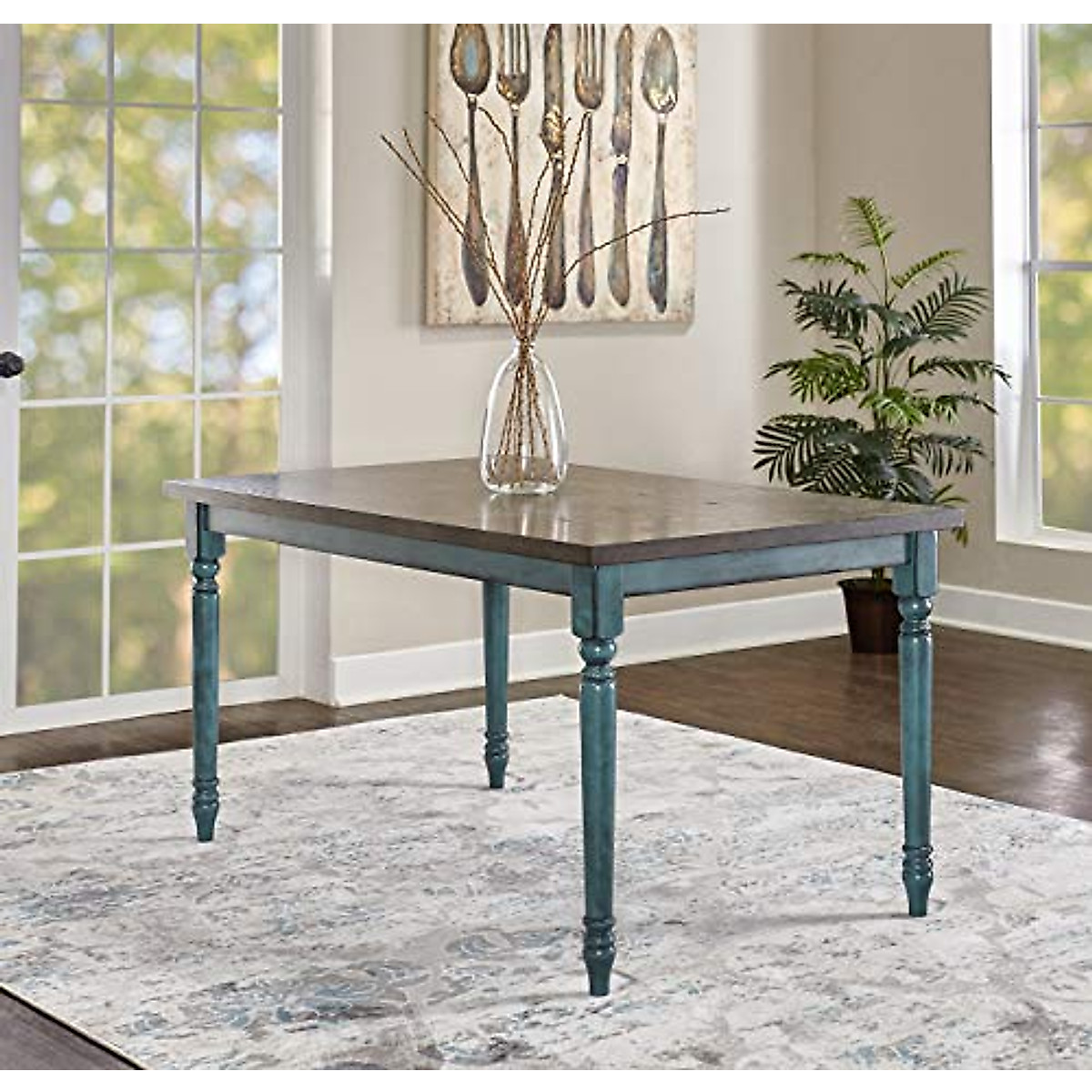 Powell Furniture Willow Dining Table, Multicolor, 35.1/2" x 59" x 30.1/4"
