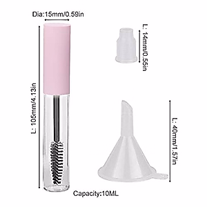 GTHER 10PCS 10ML Empty Mascara Tube Bottle with Eyelash Wand & Rubber Inserts & Funnels Set for Castor Oil/Eyelash Growth Oil, DIY Mascara Eyelash Cream Container with Cap, Matte Pink
