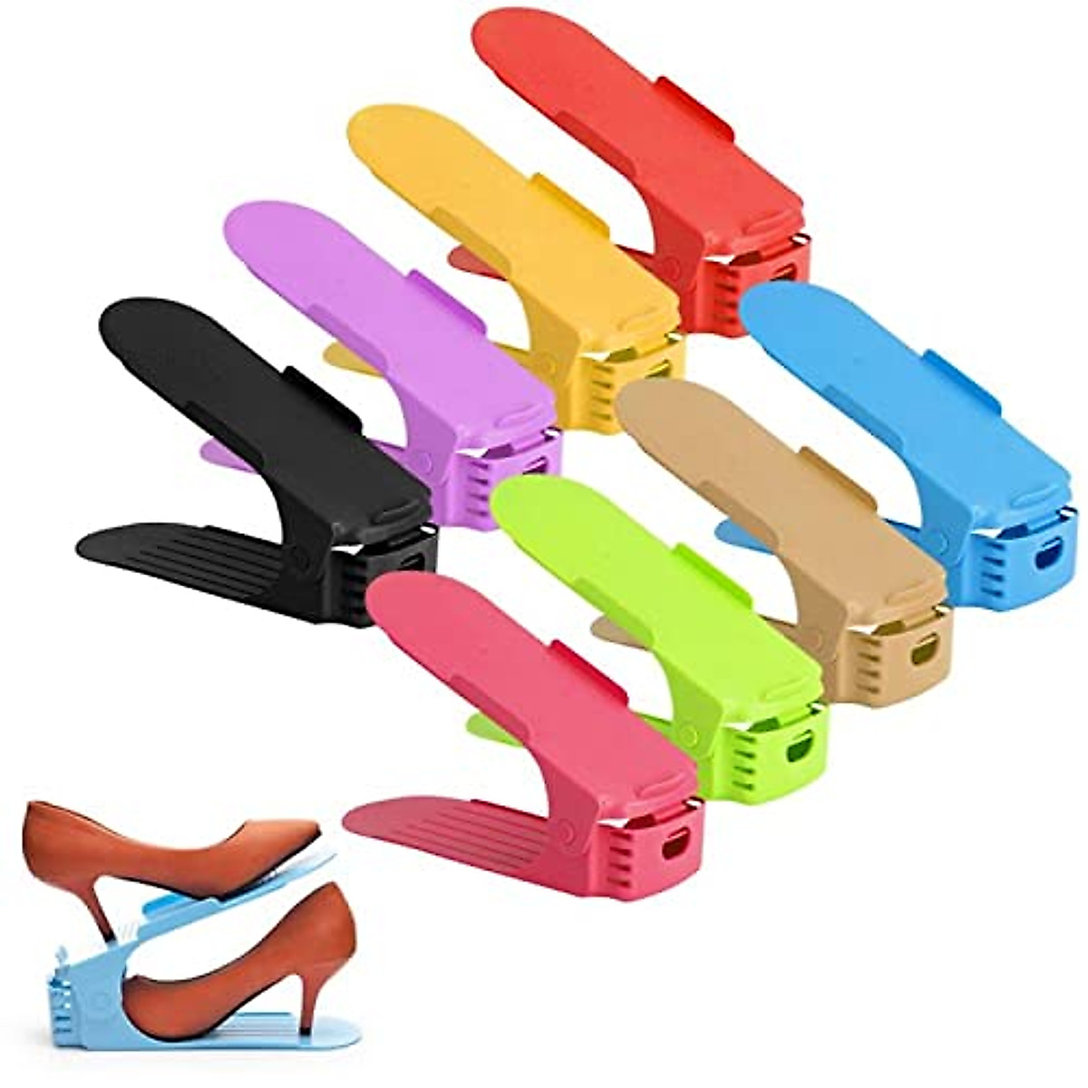 ENDAN Shoe Shelf Shoe Bracket Dust Storage Rack Home Shoe Organizer Stand Shoe Hanger Space Saver Adjustable Durable Shoes Organizers Stand Shelf (Color : Yellow)