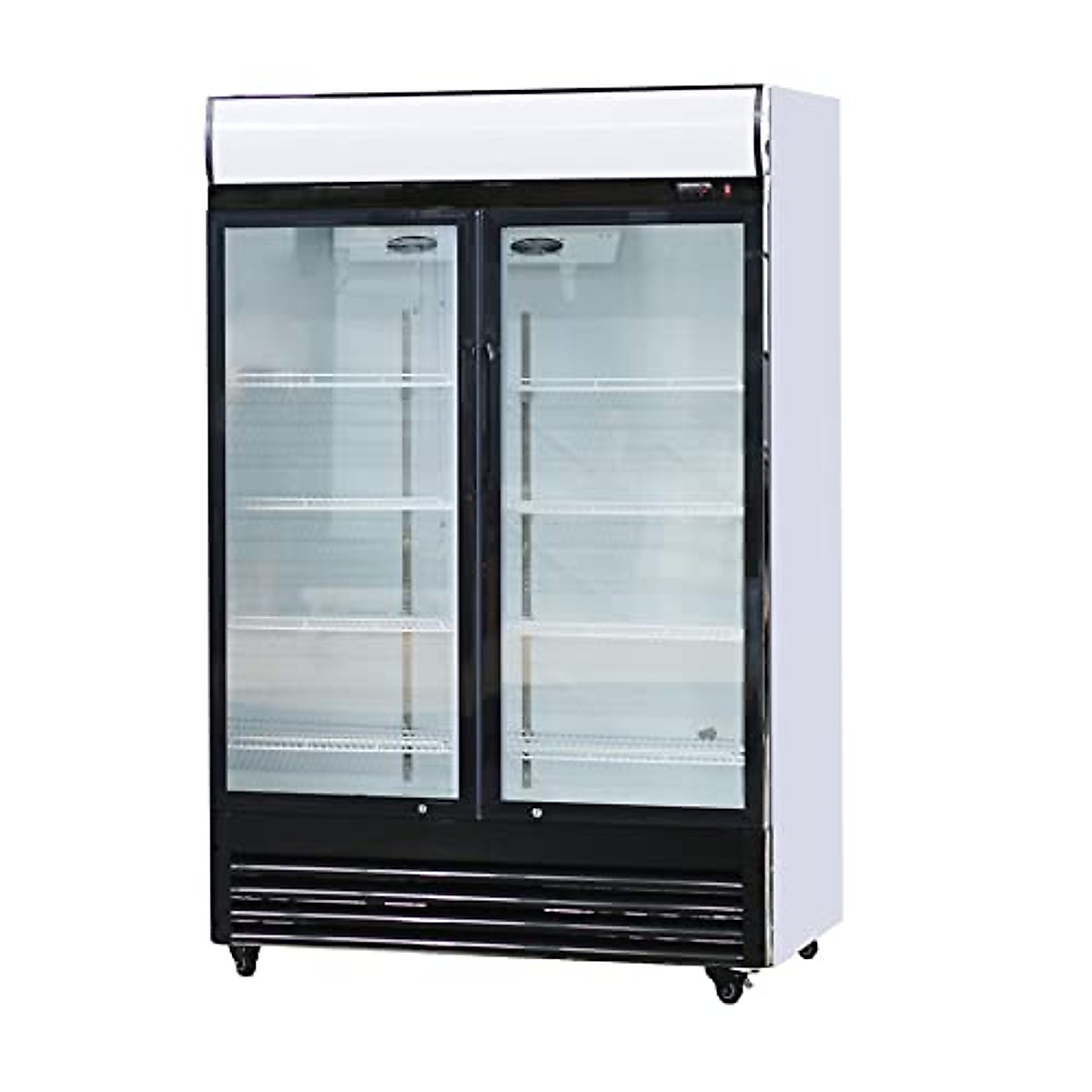DHPM 51" 2 Sliding Glass Reach in Refrigerator Swing, Door Upright Display Beverage Cooler Merchandiser, Antique White