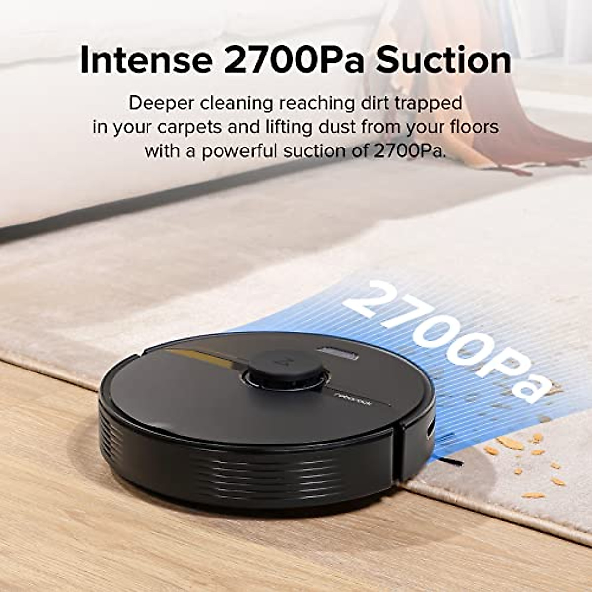 roborock Q7 Robot Vacuum and Mop, LiDAR Navigation, 2700Pa Suction, Multi-Level Mapping, 180mins Run-Time, Works with Alexa, Perfect for Hard Floors, Carpets, and Pet Hair (Black)