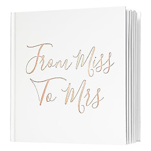 Calculs Bridal Shower Guest Book from Miss to Mrs Picture Book Polaroid Blank Pages for Instant Film Rose Gold Bachelorette Party Sign in Book 8.5” Square White Cover Rose Gold Foil Stamping