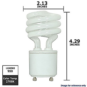 Satco S8204 15 Watt (60 Watt) 950 Lumens Mini Spiral CFL Soft White 2700K GU24 Base Light Bulb