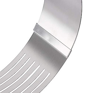 KEILEOHO Layer Cake Slicer Set, 2 PCS Stainless Steel Adjustable 7 Layered Bread Cutter Ring with Respective Diameter of 6-8 Inches and 9-12 Inches 3.4 Inches High and 1 PCS Adjustable Biscuit Cutter