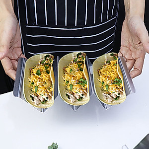 5 PCS Pancake Mold Sets, 3 Pcs Egg Circles for Frying Eggs, 2 PCS Taco Shell Holder Stand, Rack Holds Up to 3 Tacos, 4 Inch 6 Inch 8 Inch Griddle Egg Ring with Silicone Handle for Breakfast Sandwiches