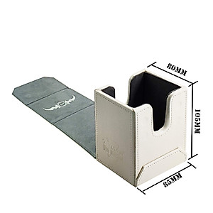 Zoopin Leather Deck Box-White for Collectible Cards-MTG,Yugioh,Pokeman,TES Legacy,Munchkins CCG Decks and Also Small Tokens or Dice- Hold 80 Sleeved Cards or 150 Naked Cards …