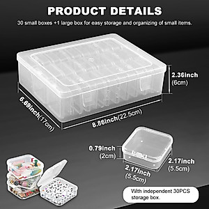 30 Grids Bead Organizer Box Bead Storage Clear Plastic Organizer Box with 1 Sheet Label Containers Storage Organizer for Beading Jewelry Making Diamond Arts Screws (White)