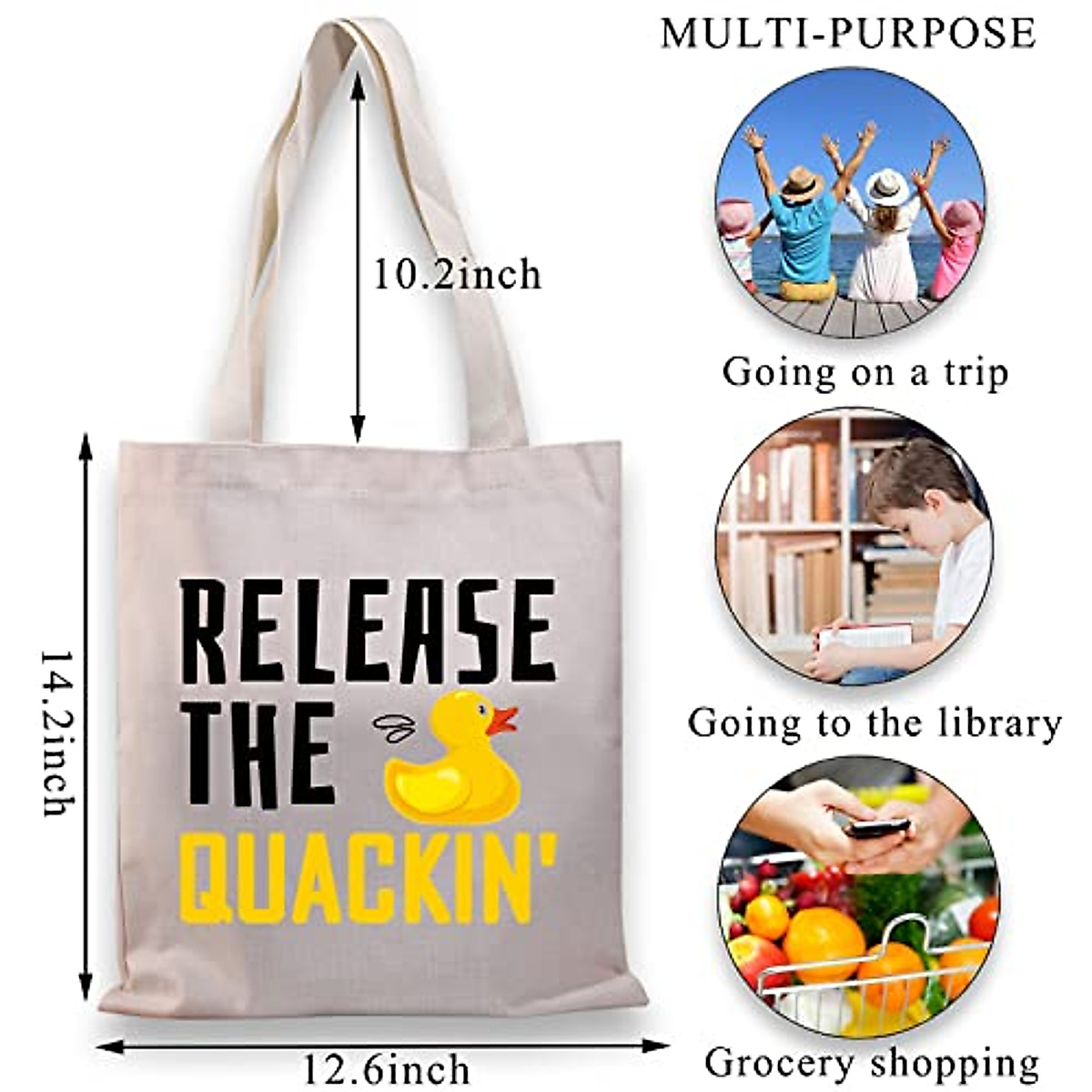 BDPWSS Rubber Duck Tote Bag Duck Lover Gift Release The Quacking Yellow Ducks Handbag For Duck Owner Duck Mom Gift (Release quacking TG)