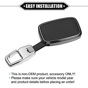 VekAuto Car Smart Key Fob Case Kit Compatible for Jaguar F-Type, Protective Faux Leather Black Keyless Entry Remote Cover with Key Chain