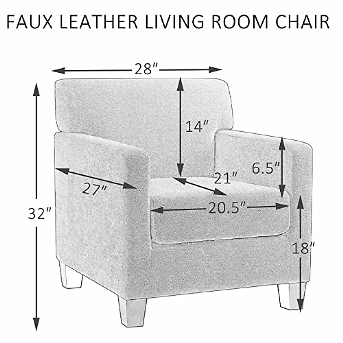 ANOUR Mid Century Modern Accent Chairs,Faux Leather Living Room Chairs with Wooden Legs,Single Sofa Chairs,Upholstered Arm Chairs for Living Room,Bedroom-Brown