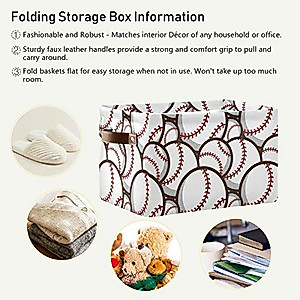 Rectangular Storage Bin Baseball Sport Basket with Handles - Nursery Storage, Laundry Hamper, Book Bag, Gift Baskets