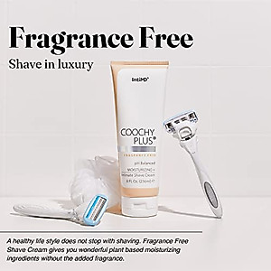 Coochy Plus Intimate Shaving Cream FRAGRANCE FREE For Pubic, Bikini Line, Armpit and more - Rash-Free, Prevents Razor Burns & Bumps, In-Grown Hairs, Itchiness 8oz Tube