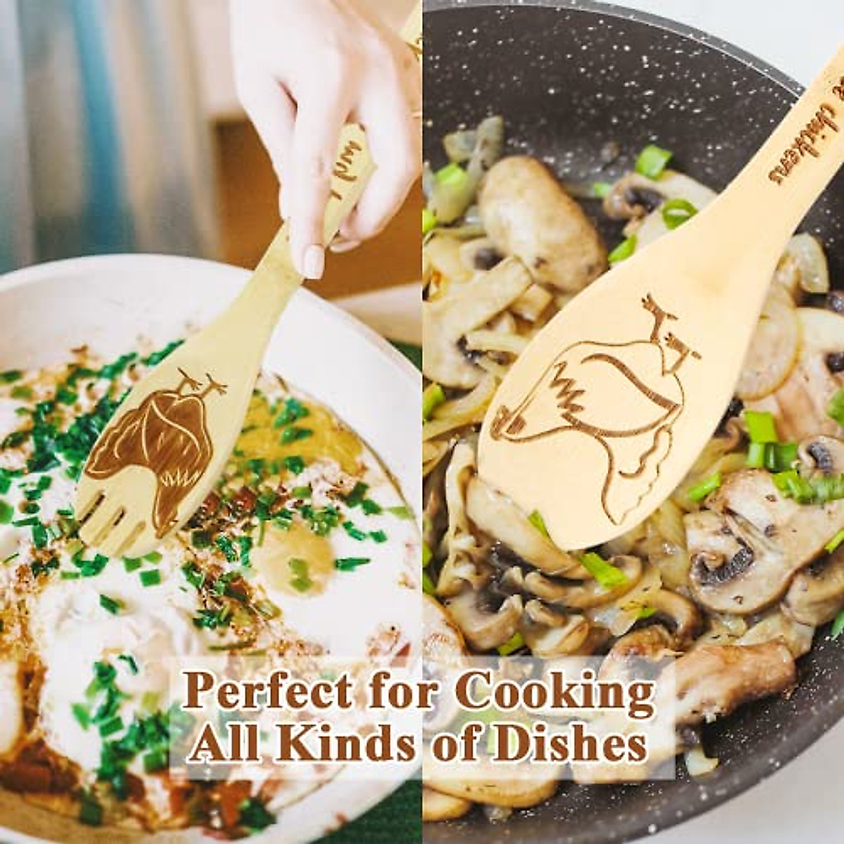 Rooster Wooden Spoons for Cooking, Chicken Kitchen Decor Pioneer Woman Kitchen Accessories, Rooster Decor for Kitchen farmhouse Wedding Mother's Day Decorations - Funny Chicken Gifts