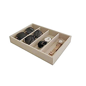 Svea Display Creamy Beige Velvet Stackable Premium Grade Jewelry Show Tray Organizer (Glasses Tray)