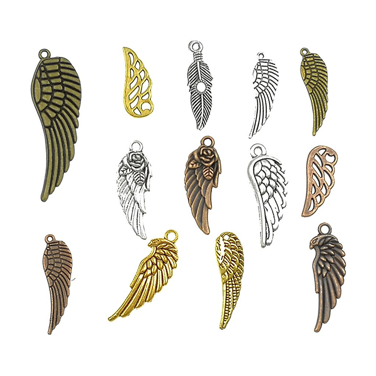 100 Grams Assorted Feather And Wing Punk Steampunk Charm Pendant Connector for DIY Necklace Bracelet Jewelry Making Findings