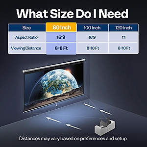 VIVOHOME Projector Screen Pull Down, 16:9 80 Inch Retractable Projection Screen, HD 4K Manual Pull Movie Screen for Home Theater, Cinema, Office (70x40 Inch White)