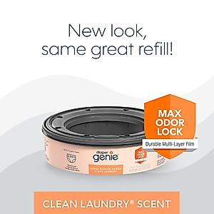 Diaper Genie Bags Refills 270 (Pack of 3) Clean Laundry Scent | Diaper Pail Refills with Max Odor Lock | Holds up to 810 Newborn Diapers