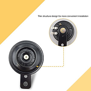 ZBGUN 1 PC Car Snail Horn Whistle, 3.7In x 2.5In 12V Metal Round Loud Speaker Scooter Snail Horn Accessories, Universal Waterproof Durable Vehicle Disc Horn for Motorcycle Moped Dirt Bike (Black)