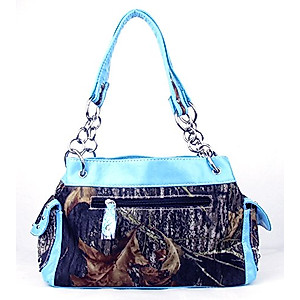 GoCowgirl Western Crossed Guns Purse Camouflage Handbag Camo W Matching Wallet (Blue)