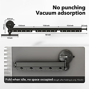 LIENAHU Suction Cup Drying Rack,Drying Rack Clothing,Clothes Drying Rack Wall Mounted,Laundry Drying Rack,Foldable,Collapsible,Retractable,with Clips