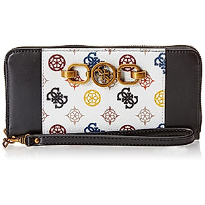 GUESS womens Noelle Large Zip Around Wallet, White Multi, One size US
