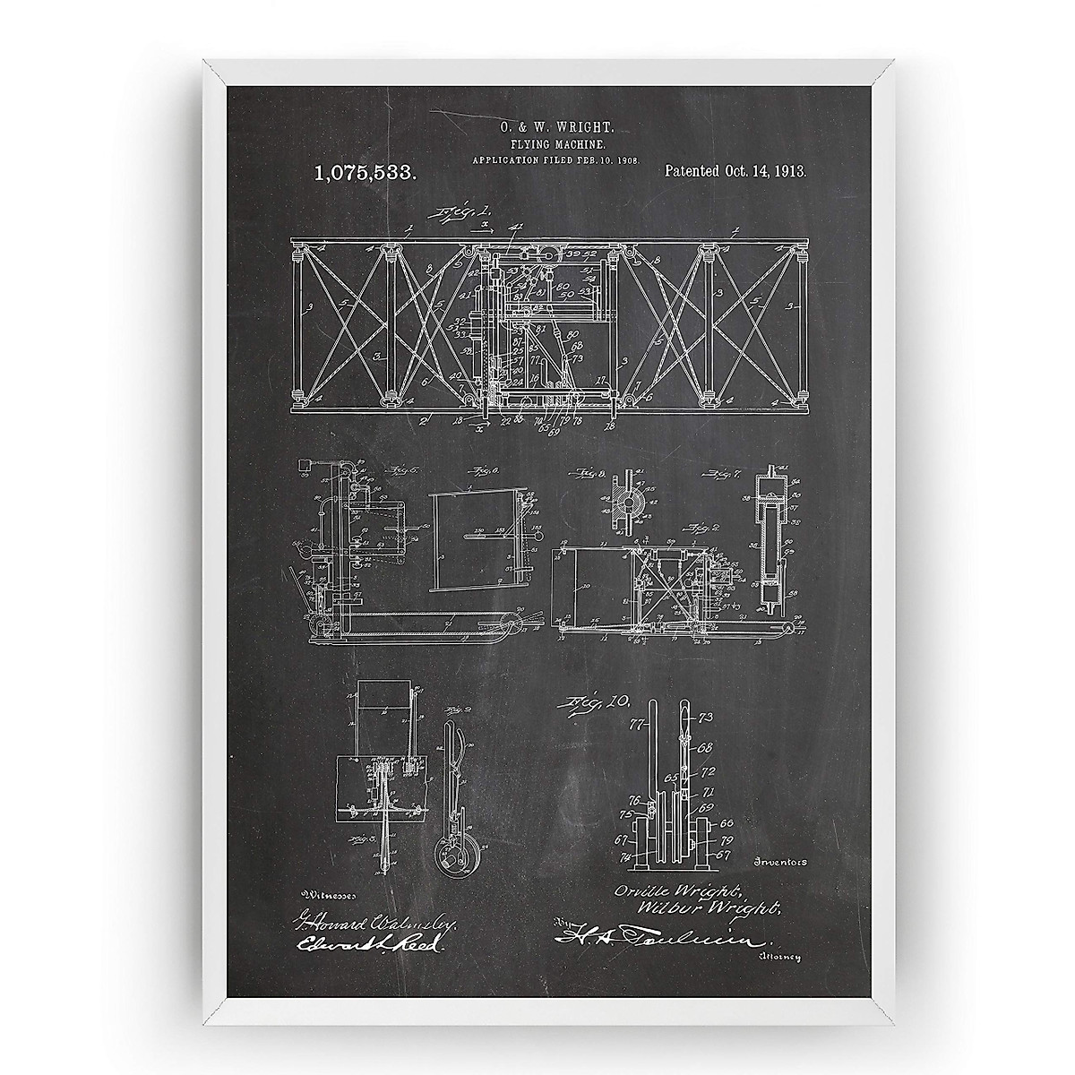 Magic Posters Wright Brothers Patent Prints - Flying Machine 1913 - Vintage Art Posters Pilot Gifts For Men Women Aviation Blueprint - Frame Not Included