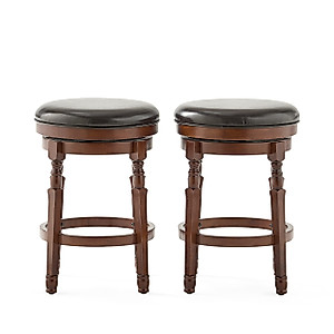 Christopher Knight Home Waldo Reconstituted Leather Counter Stools, 2-Pcs Set, Chocolate Brown