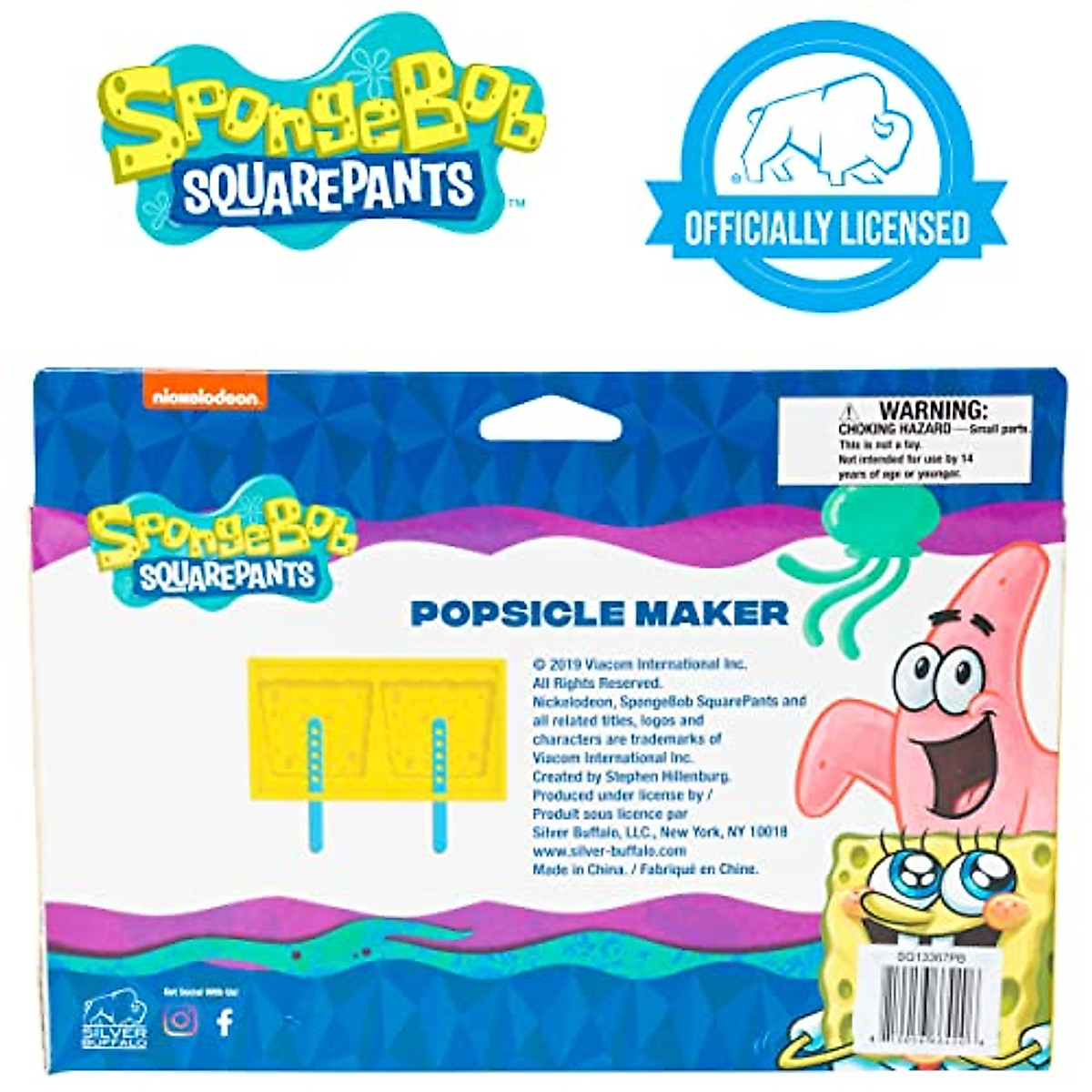 Silver Buffalo Nickelodeon's Spongebob Squarepants 2pc Popsicle Maker Set, Regular, yellow