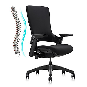 CLATINA Ergonomic High Swivel Executive Chair with Adjustable Height 3D Arm Rest Lumbar Support and Upholstered Back for Home Office Black BIFMA Certification No. 5.1