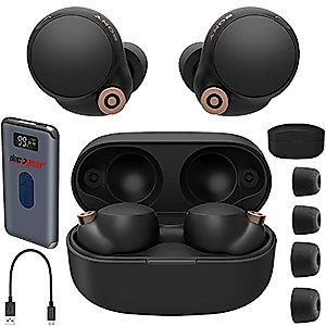 Sony WF-1000XM4 Industry Leading Noise Canceling Truly Wireless Earbud Headphones with Alexa Built-in, Black WF1000XM4/B with Charging Case Bundle with Deco Gear Portable Charger