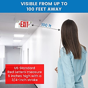 Ciata Ultra Bright Led Decorative Red Exit Sign & Emergency Light Combo with Battery Backup, Fire Exit Sign with Lights, Lighted Exit Signs with Battery Backup, 6-inch Red Letters - 12 Pack